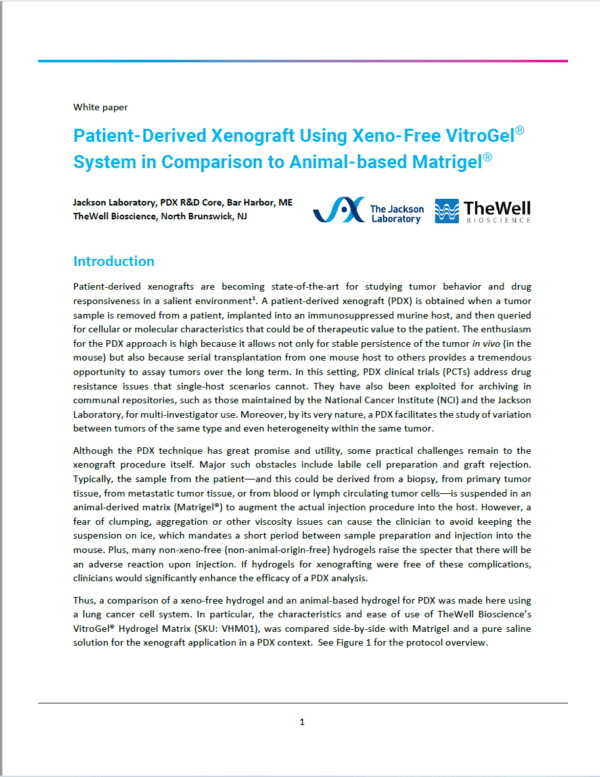 Patient-Derived Xenograft Using Xeno-Free VitroGel System in Comparison ...
