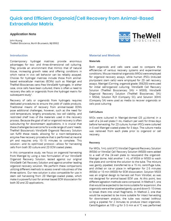 Quick and Efficient Organoid/Cell Recovery from Animal-Based ... Quick and Efficient Organoid/Cell Recovery from Animal-Based ...